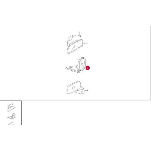 Porsche 911 Durant Mirror 90173111101 SS 90173111102