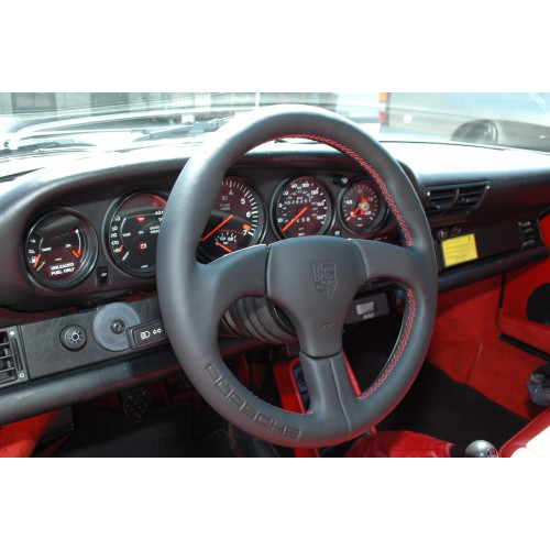 Porsche 930 S Sports Steering Wheel Black Leather Red Stitching