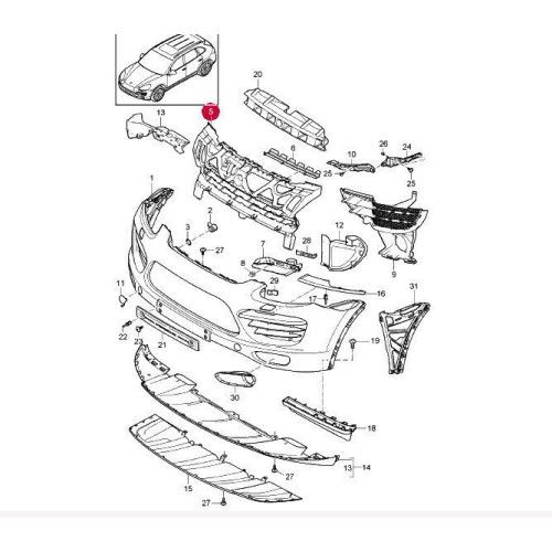 Porsche 958 Cayenne Front Bumper Center Inlet Grille 95850568301