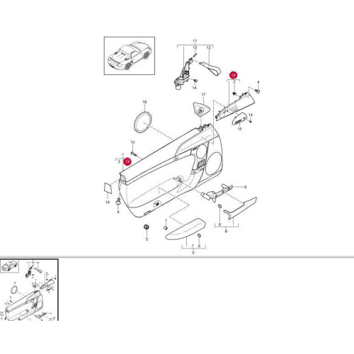 Porsche 987 Cayman Inner Door Handle Upper 98755535101A03