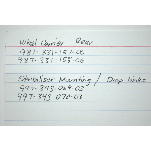 Porsche 987 Wheel Carriers Rear 98733115706 98733115806 99734306903