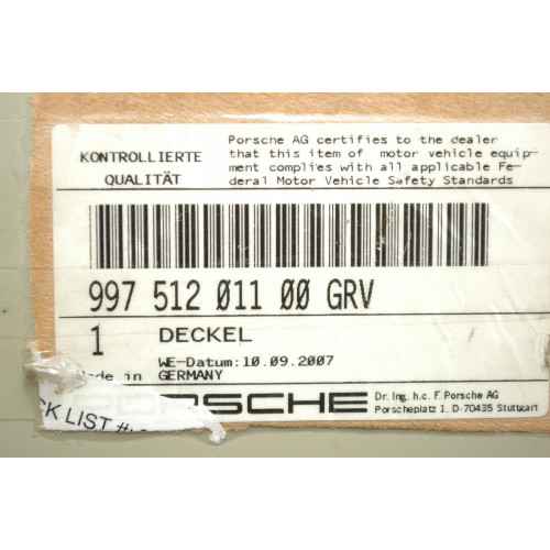 Porsche 997 Rear Lid Gray 99751201100GRV
