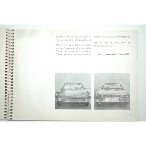 Porsche Owners Manual 914-6 1970 WKD462123